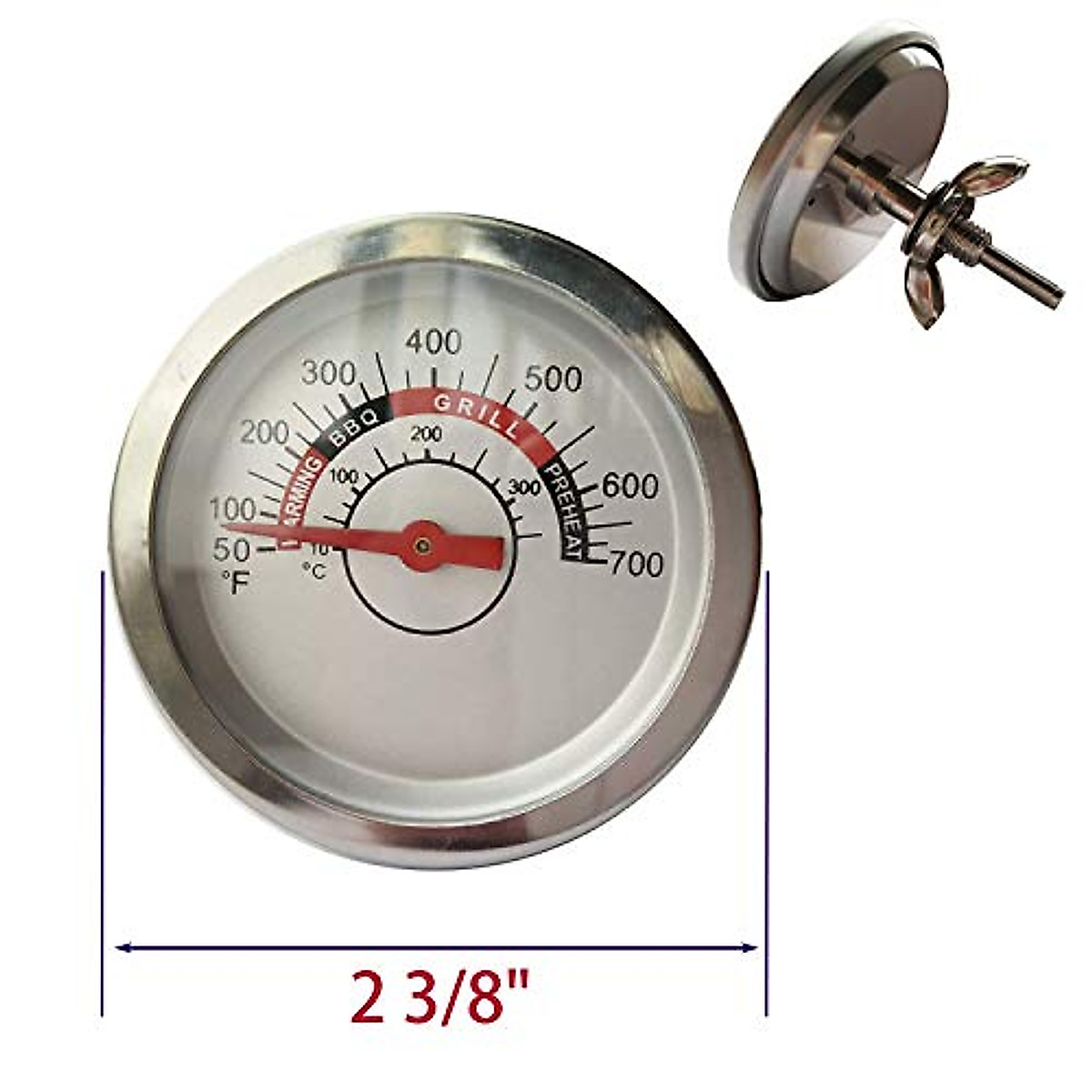 BBQ-Element Grill Thermometer Heat Indicator Replacement for Charbroil 463449914, 463241113, 463268107, Temperature Gauge for Brinkmann 810-3660-S Grill Models.