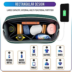 SAYONEYES Baby Diaper Bag Backpack with Portable Changing Pad - Multifunction Diaper Backpack with USB Charging Port - Stroller Straps, Large Capacity and Waterproof Unisex Baby Bag (Green)