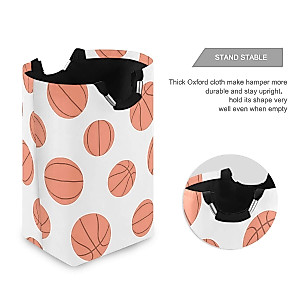 22.7"(H) Collapsible Laundry Hamper Basketball Print Laundry Basket Organizer Large with Handle Foldable Clothes Hamper