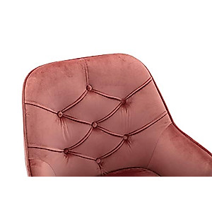 Recaceik Velvet Home Office Chair, Modern Design Velvet Desk Chair with 360 Degree Castor Wheels for Living Room/Bedroom/Office (Pink)