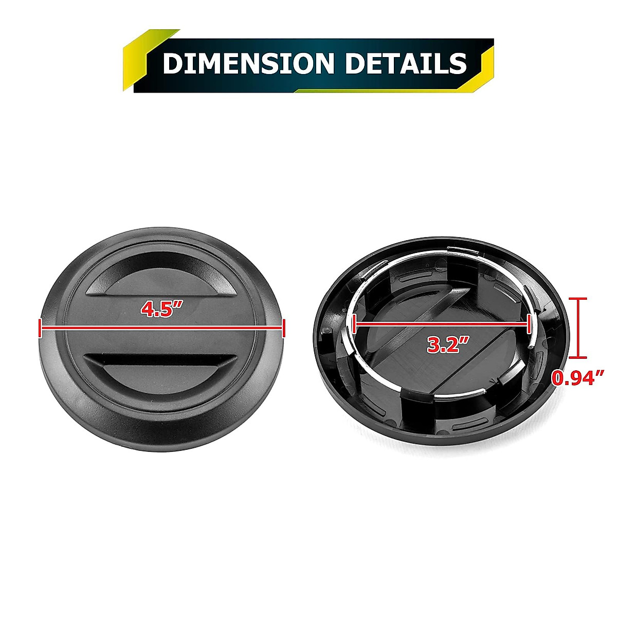 WeiSen 4Pcs Hub Wheel Center Caps, Tire Wheel Center Rim Cap Compatible with Polaris RZR 1000 XP/Turbo/ RS1 2017-2023 Replace Number#1522872-655