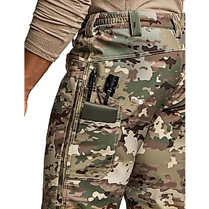 CQR Men's Winter Waterproof Tactical Pants, Softshell Fleece Lined Snow Ski Cargo Pants, Thermal Outdoor Hiking Work Pants, Recon Utility Camo, 32W x 30L