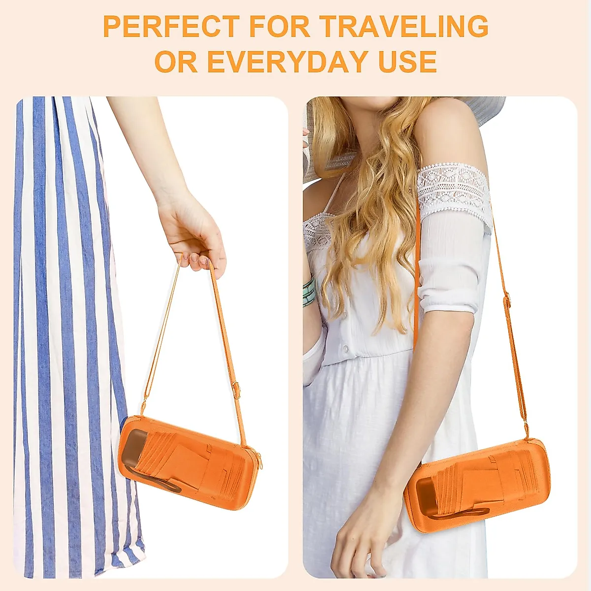 LEAGERA Compact Travel Umbrella with Case - Mini Umbrella for Purse, Small Lightweight &Tiny Umbrellas Design Perfect for Parasol Outdoor Sun&Rain,Orange