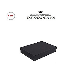 6 Pack Cotton Filled Matte Black Color Jewelry Necklace Bracelets Watch Gift and Retail Boxes 5.25 X 3.75 X 1 Inch Cotton Filled-Size by R J Displays