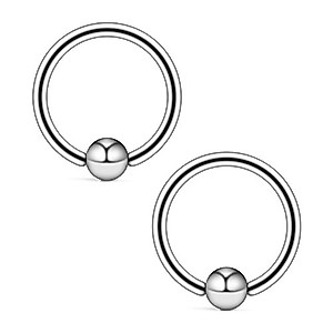 Ruifan 10PCS 316L Surgical Steel Captive Bead Rings Nose Belly Eyebrow Tragus Lip Ear Nipple Hoop Ring BCR 16G 8MM