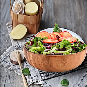 Acacia Wooden Salad Bowls 9.5 inches , Fruit Salad Vegetables Bowls, Wooden Serving Bowl (Single Bowl)