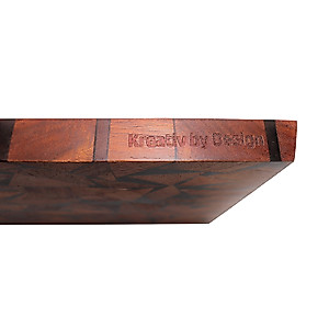 KreativByDesign One Of A Kind - Shattered Glass Pattern Wooden Chopping Board with Black Pearl Resin Large