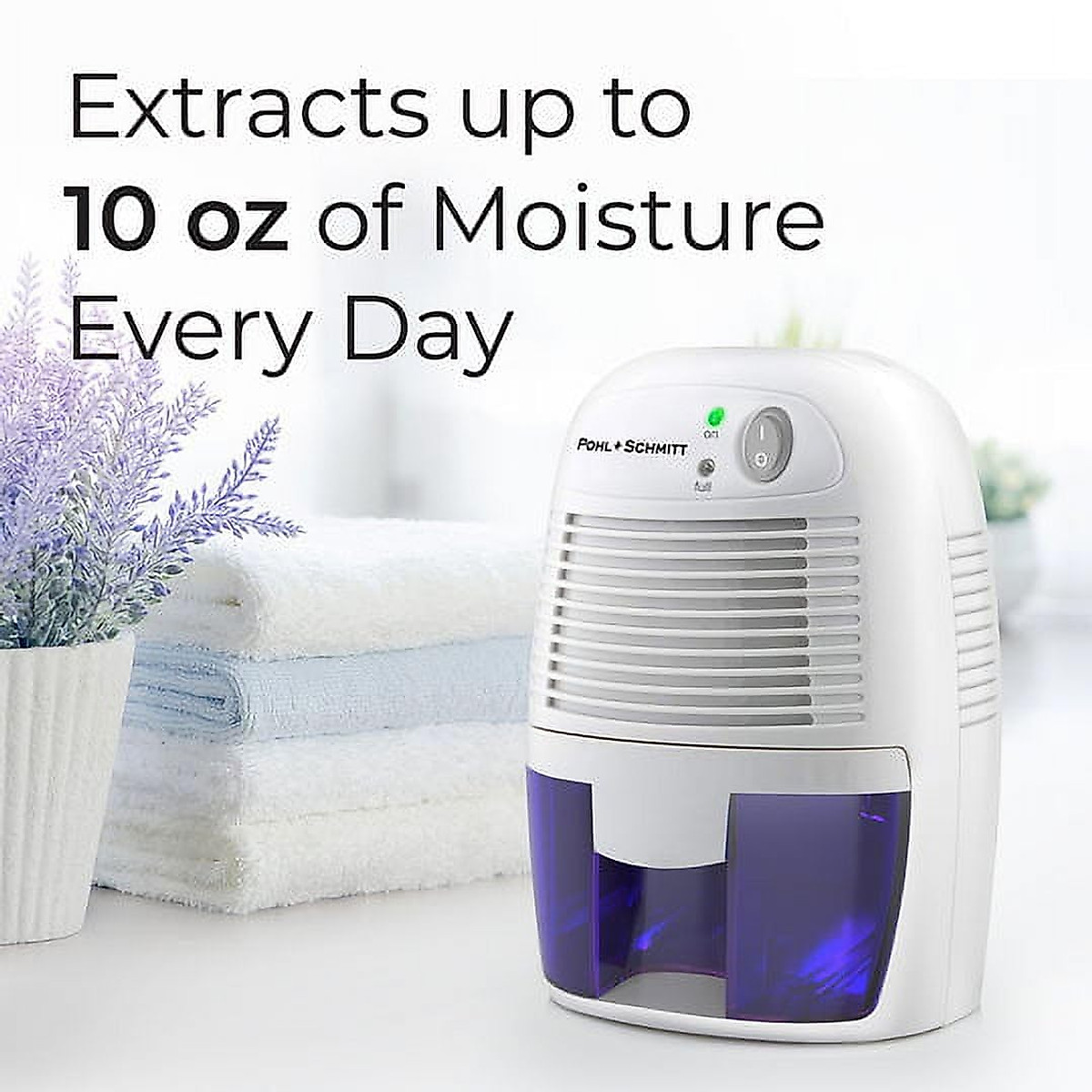 Pohl Schmitt Electric Dehumidifiers for Home, 2200 Cubic Feet (225 sq ft) Portable Compact 17 oz Capacity Mini Quiet Dehumidifier for Bedroom, Bathroom, RV, Laundry Room or Closet White