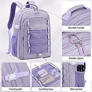 Lanola Travel Backpack Durable Middle Schoolbag Travel Bag for Men & Women Lightweight College Student Backpack - Gray Blue