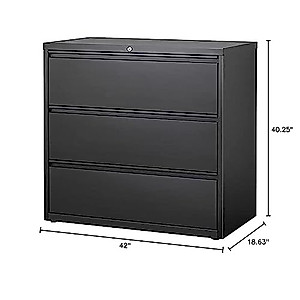 Hirsh 42-in Wide HL8000 Series Metal 3 Drawer Lateral File Cabinet Black