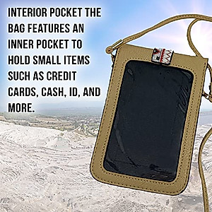 PGI Traders Southwestern Cell Phone Bag | Crossbody or Shoulder Wallet Purse | Magnetic Snap Closure | Interior Pocket in Pouch | Touchscreen for Smartphone | 51” Long Removable Strap