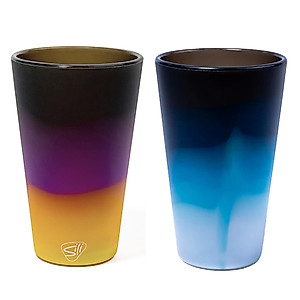 Silipint: Silicone Pint Glasses: 4 Pack (2) Sun Storm & (2) Moon Beam - 16oz - Reusable, Sustainable, Unbreakable, Holiday Parties