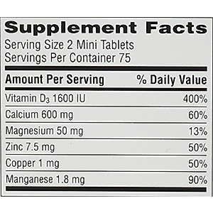Caltrate Minis 600 Plus D3 Plus Minerals Calcium and Vitamin D Supplement Tablets, Bone Health and Mineral Supplement for Adults - 150 Count