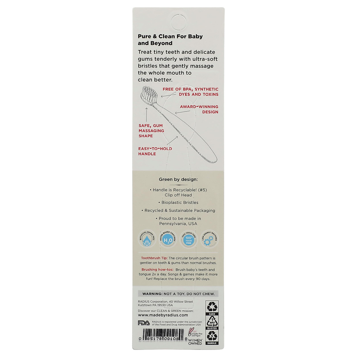 Radius Ultra Sensitive Pure Brush Baby Toothbrush, 1 EA