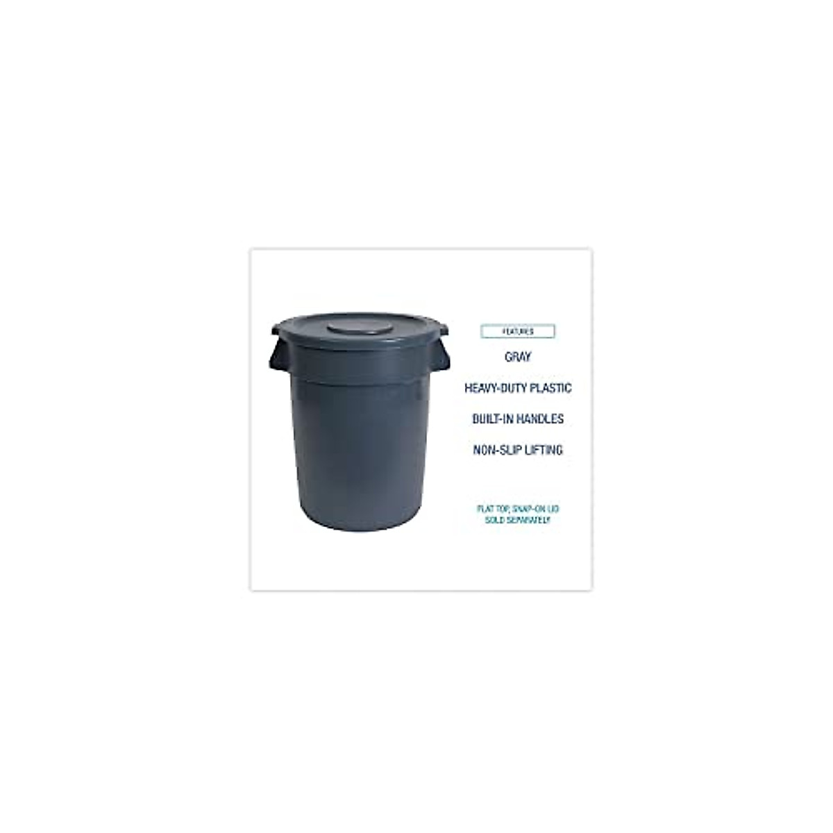 Unisan Boardwalk 44GLWRGRA Round Waste Receptacle, Plastic, 44 Gal, Gray
