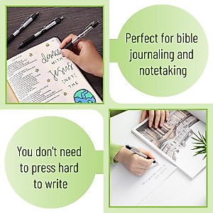 Mr. Pen No Bleed Pens, Bible Pens, Fine Tip, Black, Pack of 6