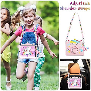 VOFUOE for iPad 6th 5th Generation Case, iPad 9.7 Case with Screen Protector Dolls Straps Stand Pencil Holder,Soft Silicone Cover Kids for iPad Pro 2016/iPad Air 2th,iPad 6th/5th 9.7'' 2018 2017-Pink