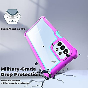 KSELF Case for Samsung Galaxy A23 5G Case with 9H Tempered Glass Screen Protector and Lens Glass, Full Body Protective Hybrid Dual Layer Shockproof Cover Case for Samsung A23 5G (Purple)