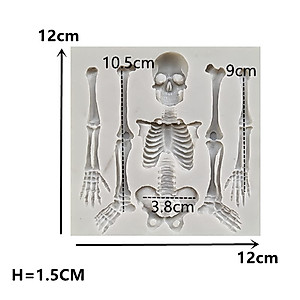 Skull Silicone Fondant Cake Mold, Halloween skeleton Chocolate Mold Kitchen Baking Mold Cake Decorating Moulds Gummy Sugarcraft Mold Chocolate Candy Cupcake Mold
