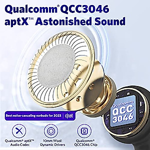 EarFun Air S Noise Cancelling Wireless Earbuds, Qualcomm® aptX™, 4 Mics CVC 8.0 Call, Multipoint Connection, Wireless Charging, 10mm Wool Composite Drivers, App with Custom EQ, Game Mode, Black