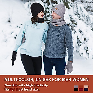 Winter Beanie Hat Gloves Set for Men Women, Hats for Men Touchscreen Gloves for Cold Weather, Fashion 3 in 1 Winter Warm Set(Black)