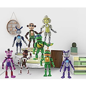 THEMAZ 8Pcs/Set 6.3in Inspired by Game Five Night at Freddys Toys Bonnie Blue Mascot FNAF Action Figure Dolls Light Figures Toys with Movable Joints Cake Decoration for Children