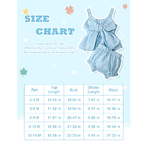 LYSINK Newborn Baby Girl Clothes Stripe Sleeveless Bowknot Tank Top Shorts Set Summer Outfits Cute Baby Clothes Girl 0-18 Months (Blue,0-3 Months)
