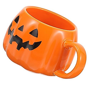 Amosfun Office Decor Pumpkin Ceramics Mug Halloween Coffee Cup Autumn Tea Mug for Family and Friends Thanksgiving Christmas Birthday and Fall Gifts Coffee Mug