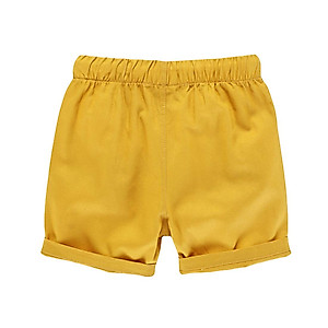 HILEELANG Baby Boys' Shorts 2-Pack Chino Short Summer Cotton Casual Pants with Pockets Yellow Green 2t