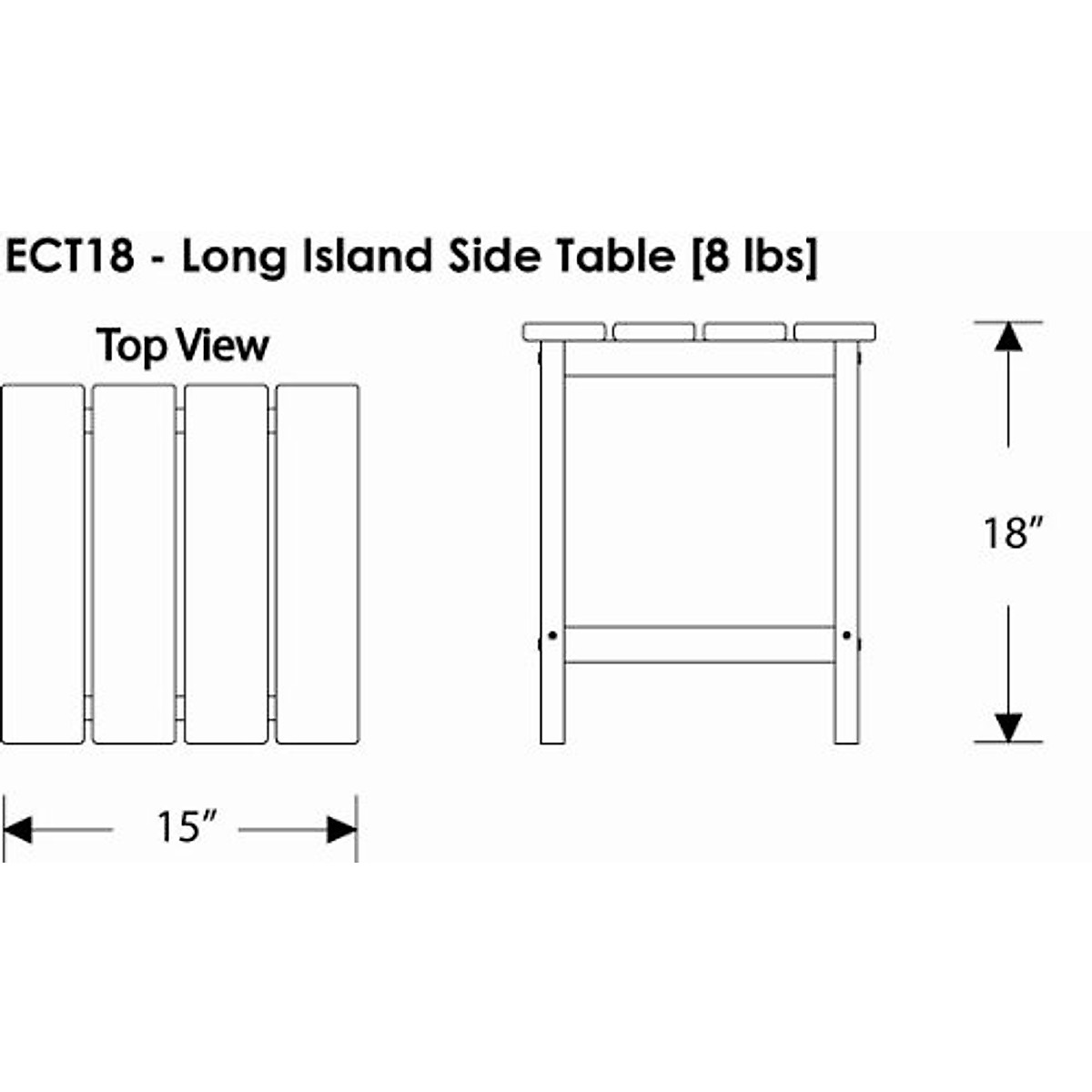 POLYWOOD ECT18WH Long Island 18" Side Table, White