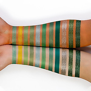 DE'LANCI Avocado Green Eyeshadow Palette 15 Colors, Highly Pigmented Eyeshadow Pallete Matte Shimmer Glitter Eye Shade Grinch Makeup, Long Wear Cruelty Free Nude Yellow Emerald Green Eye Shadow Pallet