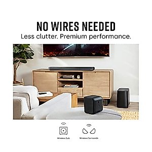 Polk True Surround III 5.1 Channel Wireless Surround Sound System, Includes Sound Bar, L & R Rear Surrounds and 7'' Subwoofer, Dolby Digital Decoding, Built-in Bluetooth, Easy Setup, Black