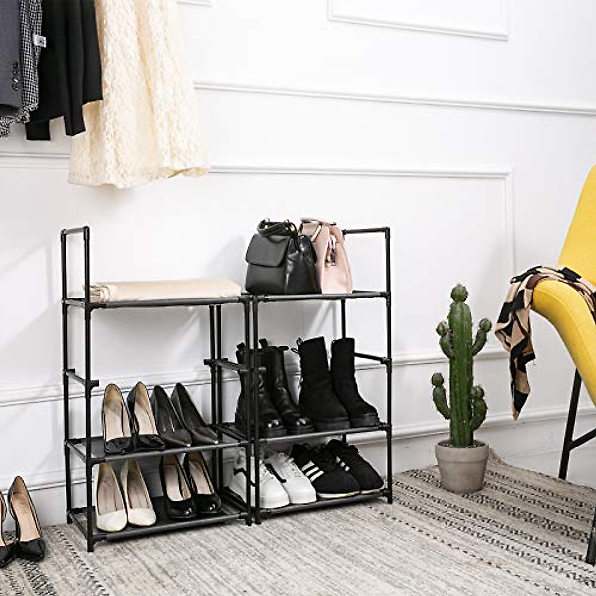 WINCANG 10 Tiers Shoe Rack,Durable and Sturdy Waterproof Non-Woven Fabric Tiers Vertical Shoe Rack,for Bedroom/ Entryway/Hallway/Closet -Saving Storage Organizer15-20 Pairs of Shoes