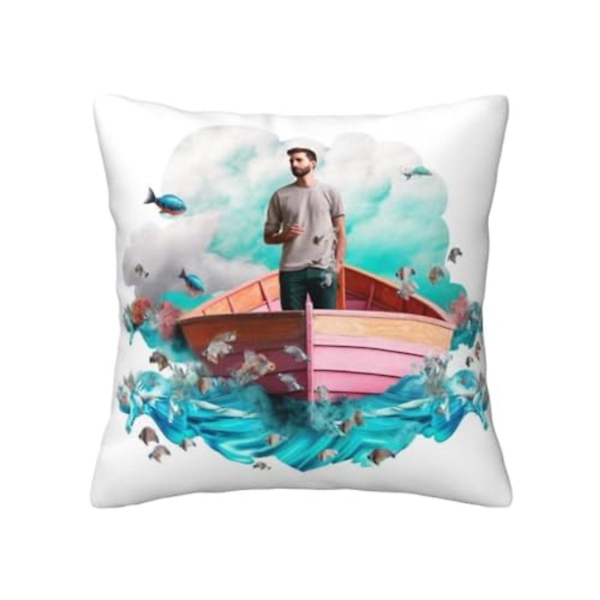 Boat Ocean Throw Pillow Covers 14x14 Throw Pillows Set of 4 Winter Decorations for Home Porch Enhance Your Living Room or Couch with Cozy Fall and Halloween Themes Bringing Warmth to Your Home Decor