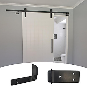 90 Degree Right Angle Door Stopper, Heavy Duty Sliding Barn Door Stop Holder Anti-Collision Wall Mounted Door Stopper with Screws On Floor or Wall (Black)