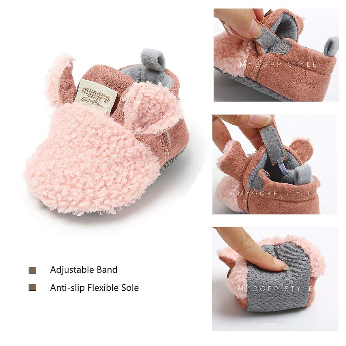 LAFEGEN Infant Baby Boys Girls Slipper Stay On Non Slip Soft Sole Newborn Booties Toddler First Walker Crib House Shoes 0-18 Months, 01 Khaki, Baby Slipper 12-18 Months Toddler