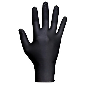 SAS Safety 66516 Raven Powder-Free Nitrile Gloves, Medium , Black