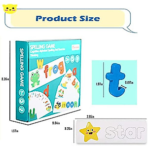 Wooden Toddler See and Spelling Learning Toy Matching Alphabet Word Game with 56 Different Words on 28 Two-Sided Cognitive Cards Letter Jigsaw Puzzle Toys for Kid’s Montessori Preschool Education