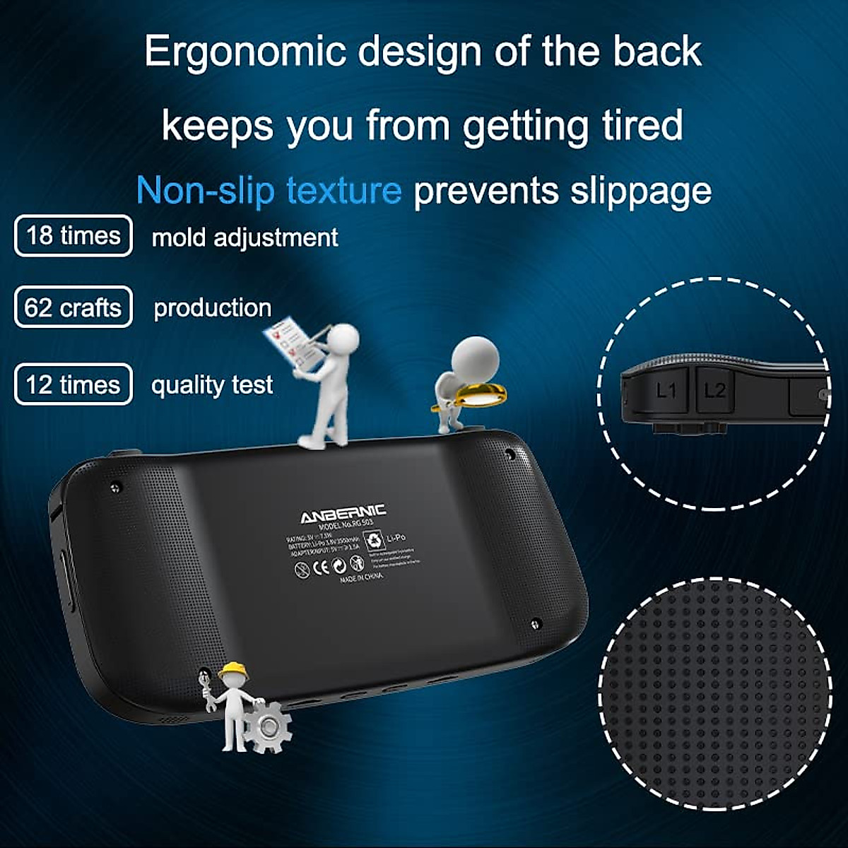 RG503 Handheld Game Console , 4.95 Inch OLED Screen RK3566 Chip Linux System Support 5G WiFi Bluetooth 4.2 Built-in 64G SD Card 4193 Games(Black)