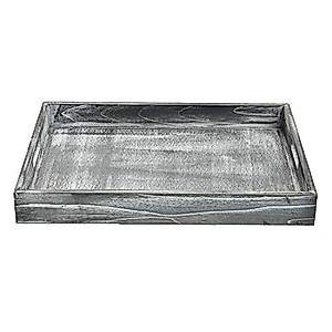 Rustic Distressed Wood Food Breakfast Serving Tray Octagon Serving Tray in Bed with Cutout Carrying Handles Coffee Office Desktop Document Holder Home Kitchen (Grey)