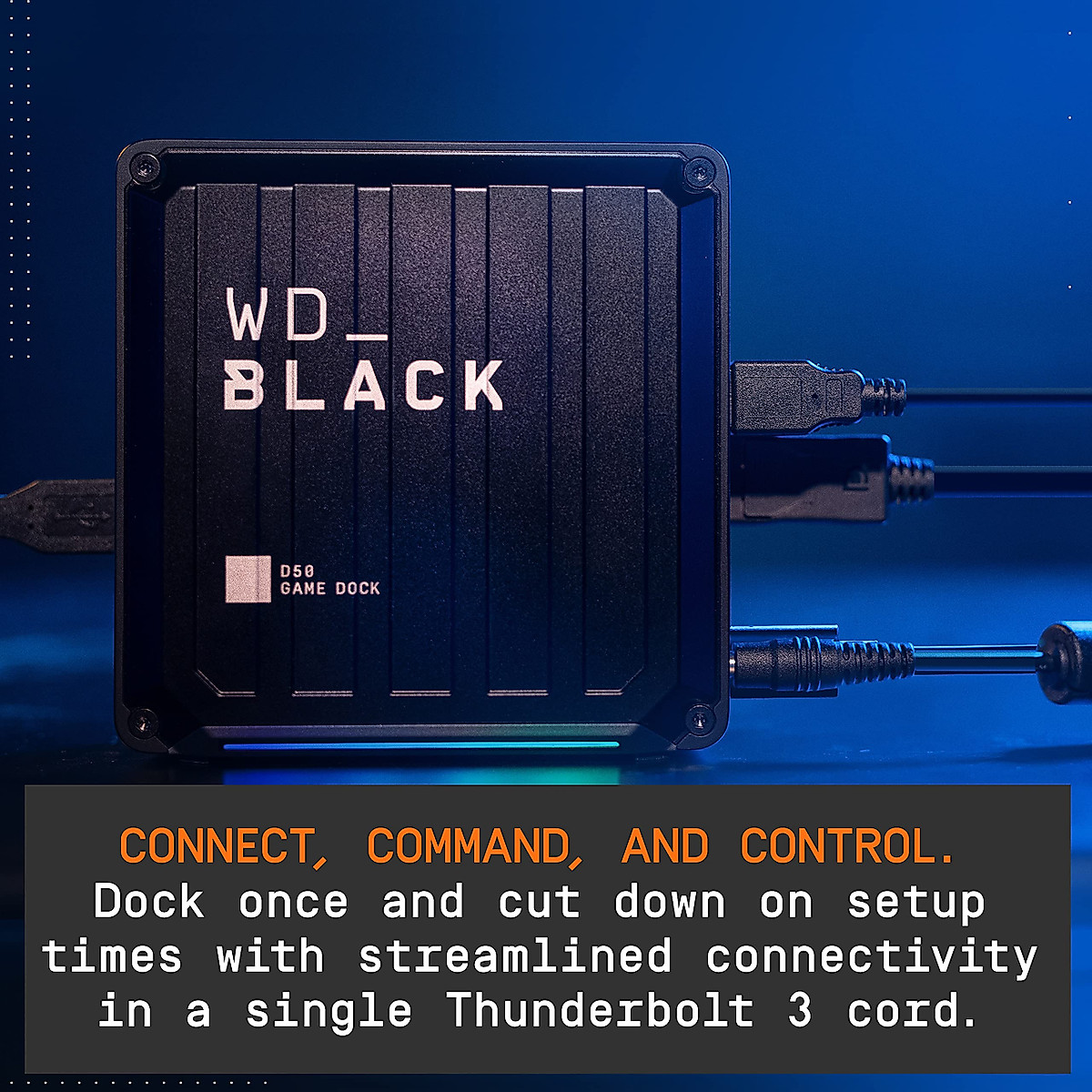 WD_BLACK 2TB D50 Game Dock NVMe SSD Solid State Drive, RGB with Thunderbolt 3 Connectivity, Up to 3,000 MB/s - WDBA3U0020BBK-NESN