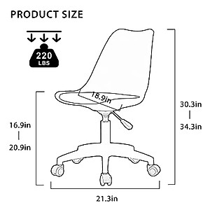 Acrylic Clear Desk Chair Modern Home Office Ghost Chairs with Wheels Cute Armless Rolling Vanity Plastic Chair with Adjustable Height (Clear)