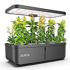 DUESI 12Pods Hydroponics Growing System,Upgrade Indoor Herb Garden 2.0 with Grow Light,Plants Germination Kit with Silent Pump,Automatic Timer,4.5L Large Leakproof Water Tank,Upto 19