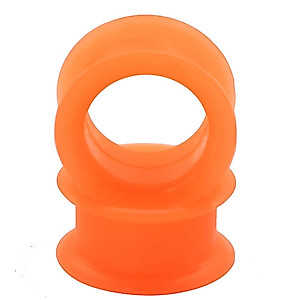 Pair 3/4" (19MM) ORANGE SILICONE EYELET TUNNELS Double Flare Gauges Thin Soft Flexible Flesh Plugs (2pcs)