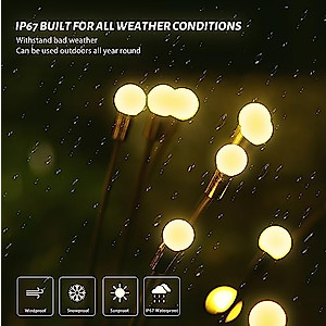 Siuholi Solar Lights-Firefly Lights, New Upgraded 4 Pieces Together Feature 32 LEDs Solar Starburst Swaying Waterproof Lights in Each Pack, Great for Lighting，Warm White（4pack） (Siuholi-1)