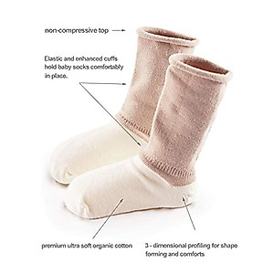 BabaMate Baby Newborn Infant Boys' Cotton Crew Socks with Non-binding Tops Seamless Toe, Blue Gray Brown, 0-6 Months (3 Pack)