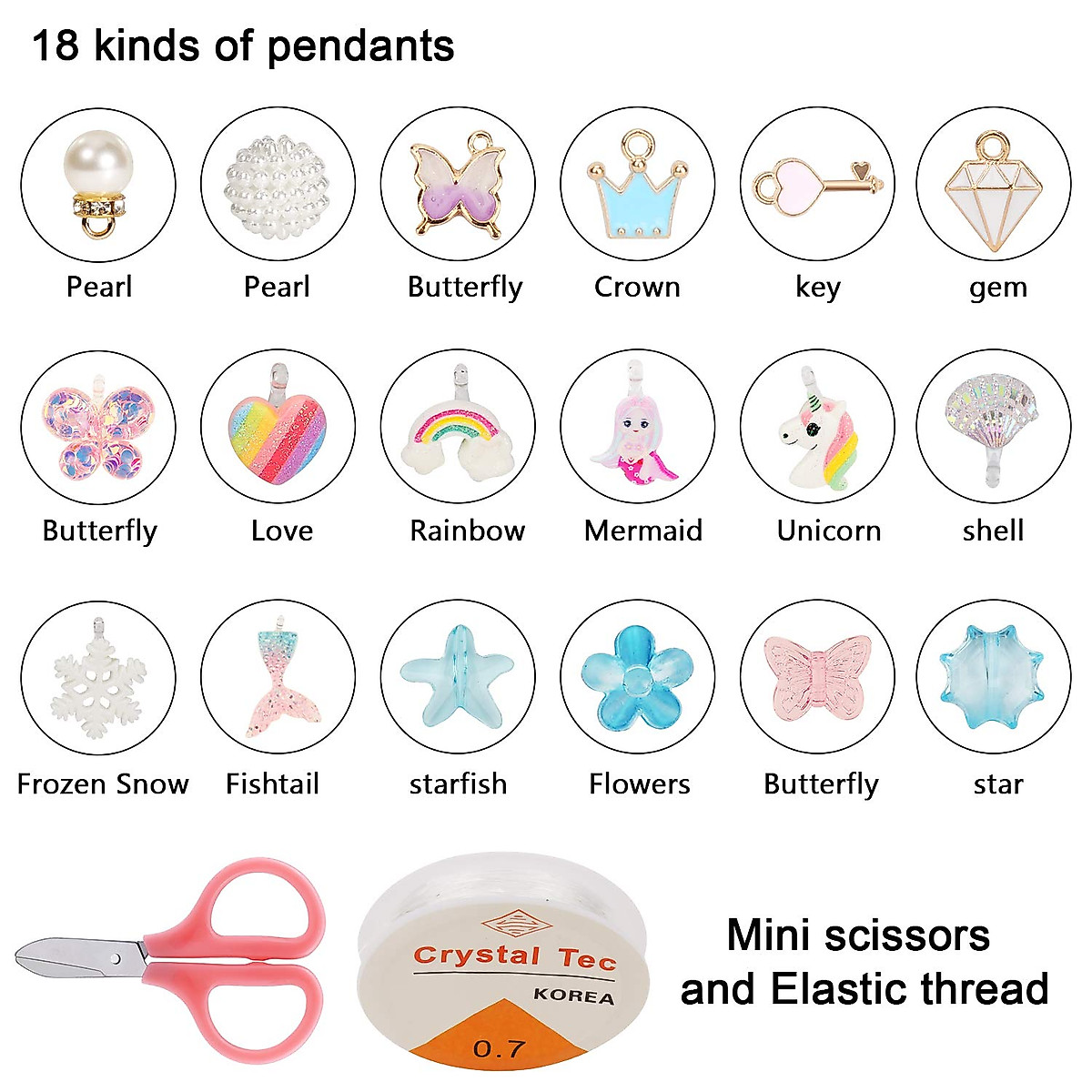 Hifot DIY Bead Jewelry Making for Girl, Children Unicorn Mermaid Butterfly Princess Necklace Bracelets Making Art Craft Creativity Bead Kit 400pcs+