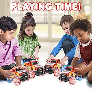 ArtCreativity Light Up Red Monster Truck, 1 Piece, 8 Inch Monster Truck Toy with Flashing LED Tires & Batteries, Push n Go Car Toys for Kids, Fun Gift for Boys & Girls Ages 3 & Up…