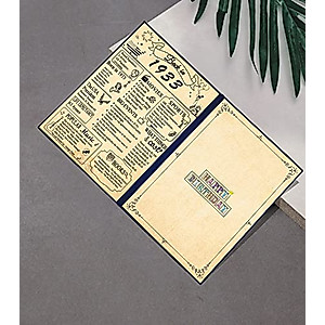 Kiufodut Twin-Fold 90th Birthday Decorations Signature Card,90th Anniversary Certificate Gift, Signing Anniversary Board For Women Or Men. Back In 1933（Blue Shell Surface）