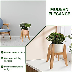 Adjustable Bamboo Plant Stand(8 to 12 inches), Mid Century Modern Plant Stand, Indoor Plant Holder Stands For 8 9 10 11 12 Inch Pot (Bamboo Plant Stand Only)
